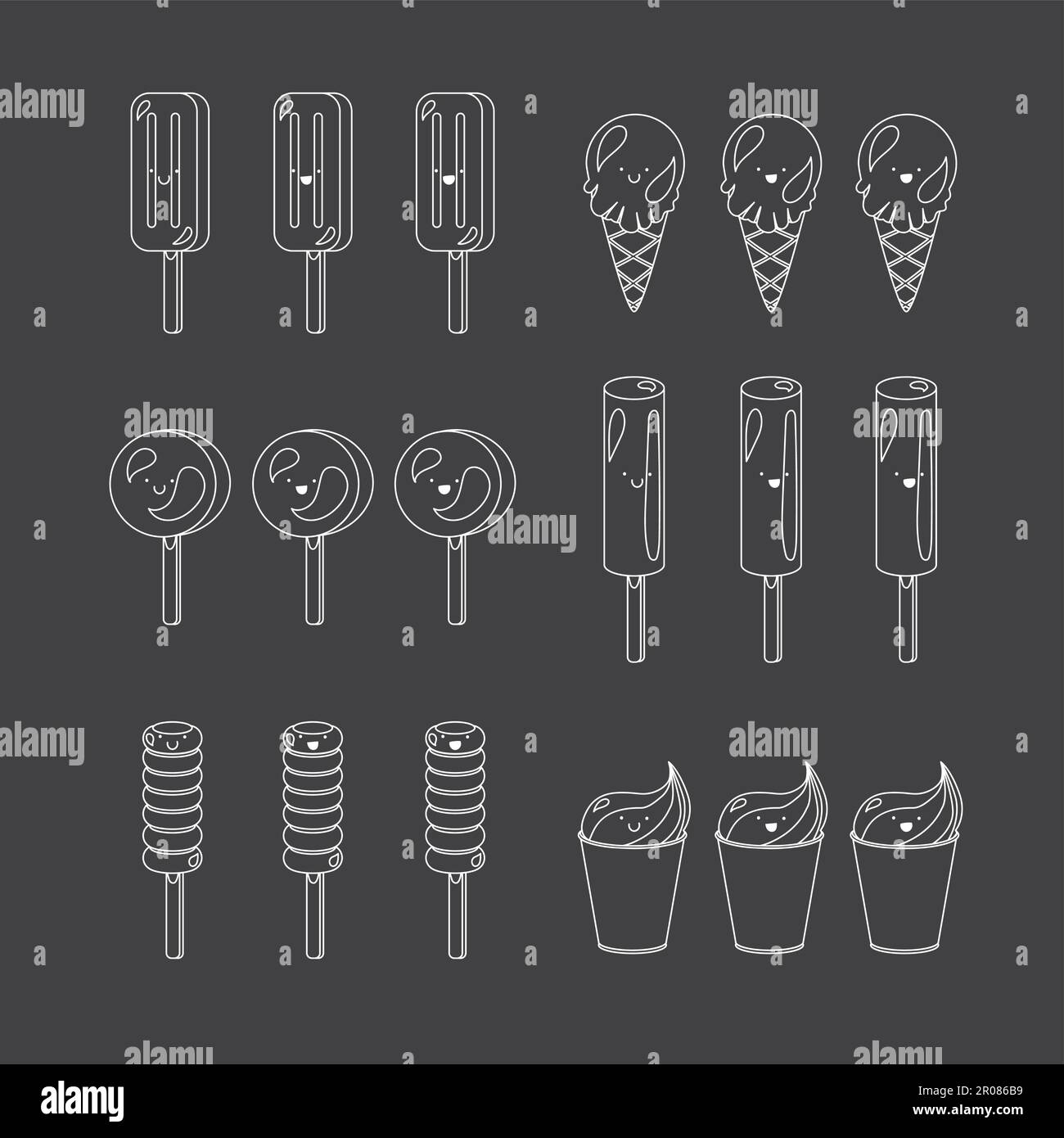 Vector set of emotional ice-creams with smiles Stock Vector Image & Art ...