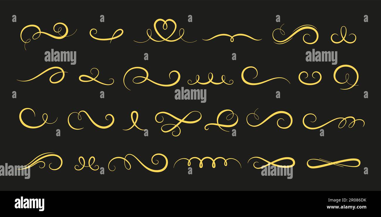 Curly graphic elements. Calligraphy swashes, signature decorative ...