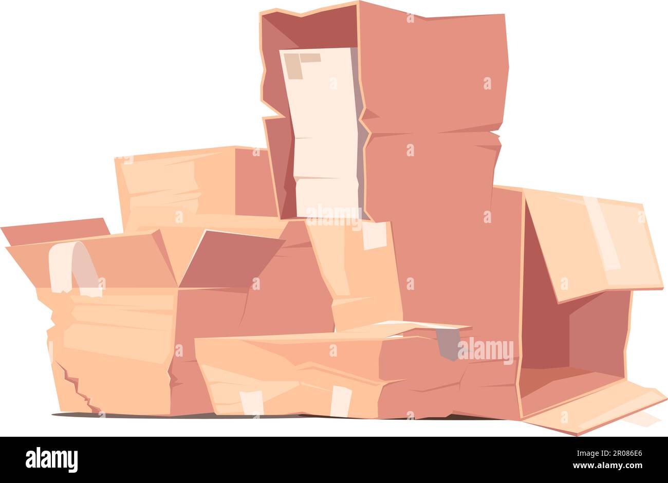 Damaged package. cracked cardboard containers garbage. Vector damaged ...