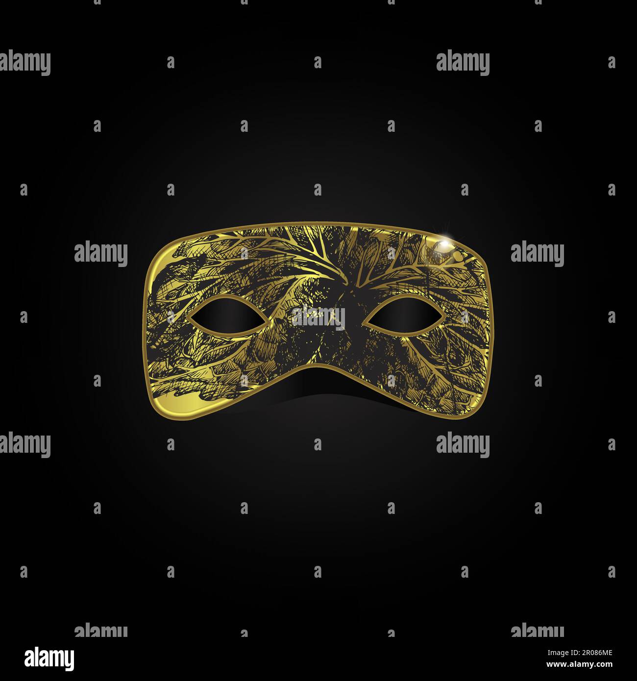 Vector magic gold mask with black pattern on black background, golden ...