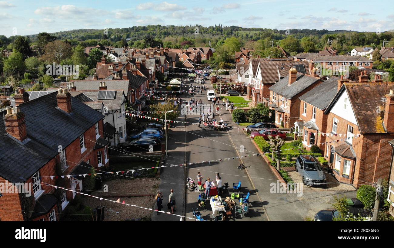 Non Exclusive: Drone images of residents wearing crowns participate in ...