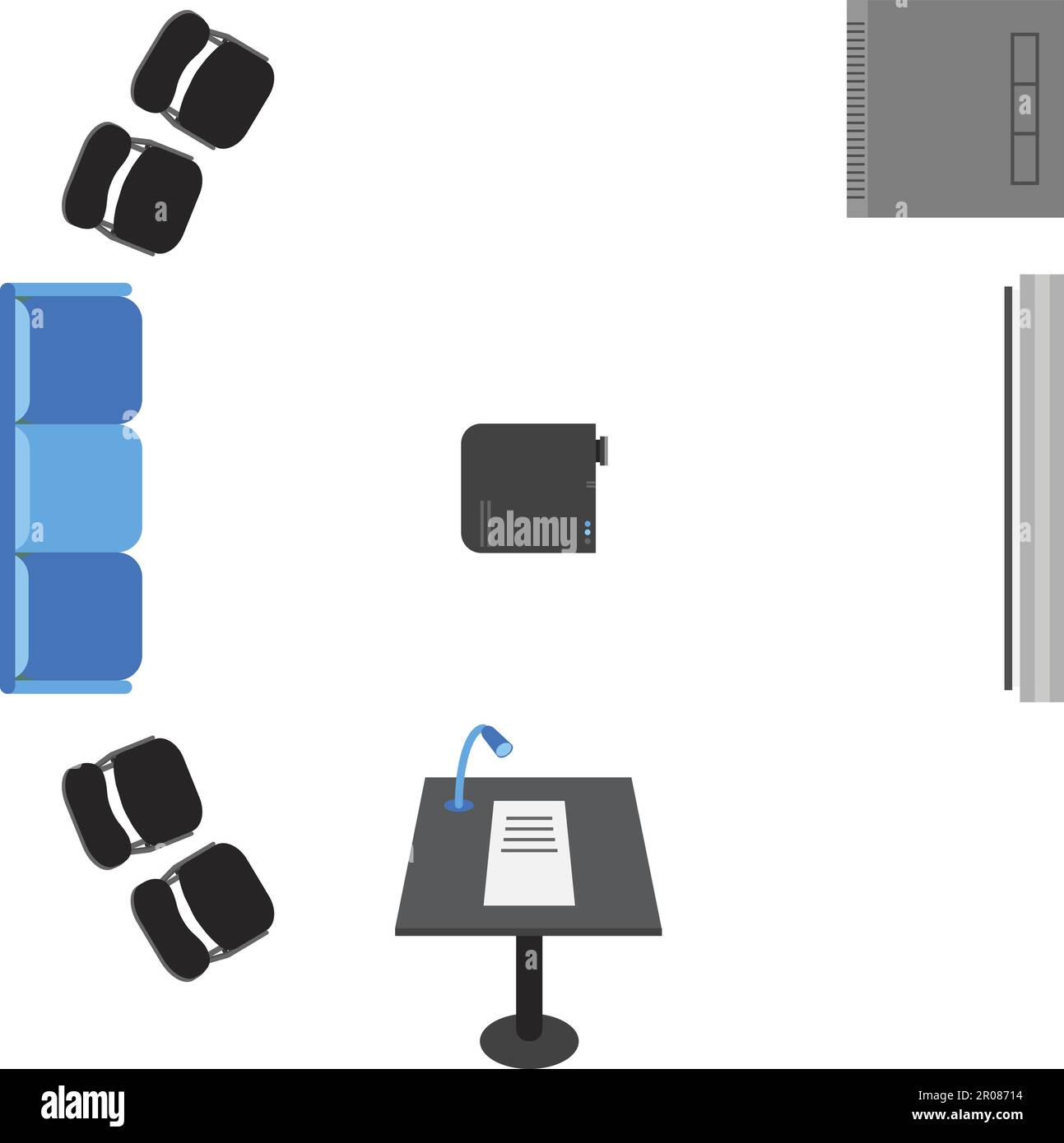 Vector set of icons for presentation - top view: sofa, chairs ...