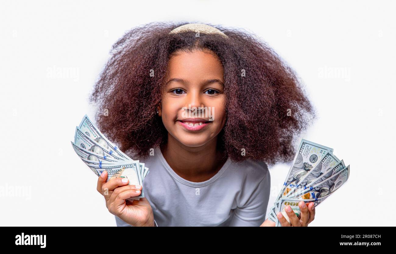 Children girl afro dollars 100. Smiling multiracial teenage kid girl ...