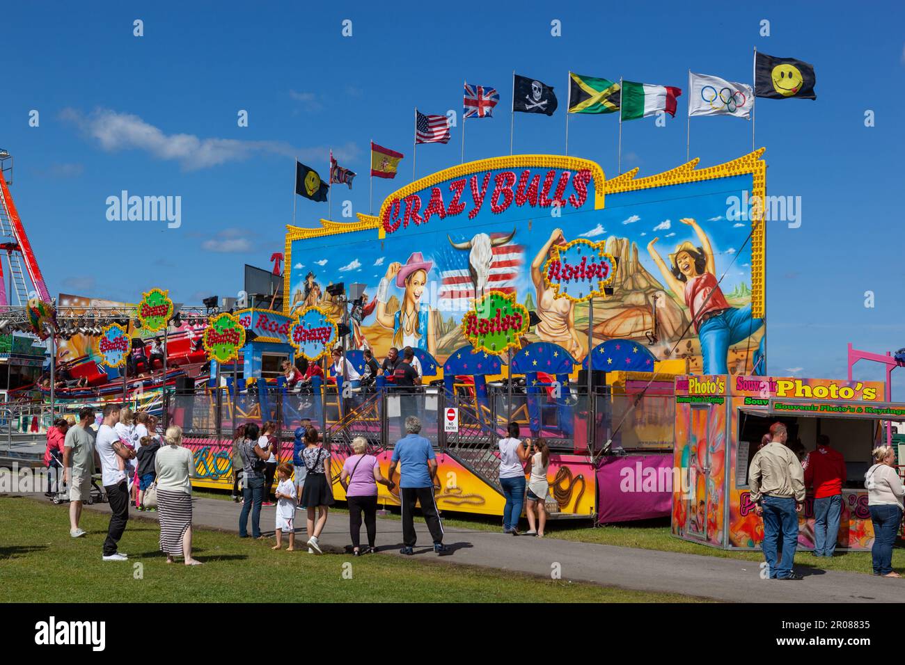 HARTLEPOOL, ENGLAND;AUGUST 03,2013-Colorful banner of Crazy Bulls at ...