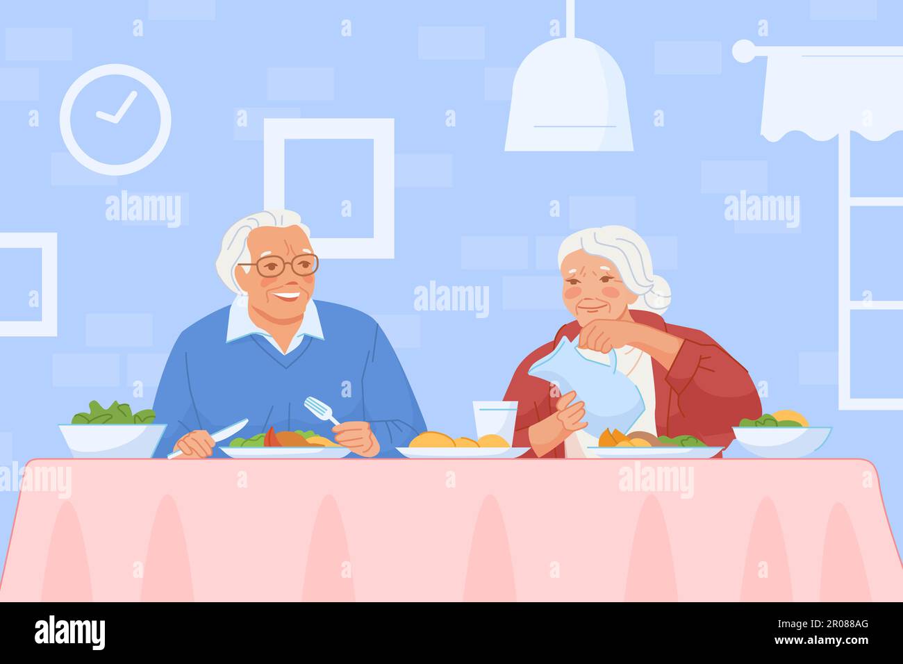 Retired man eating lunch Stock Vector Images - Alamy