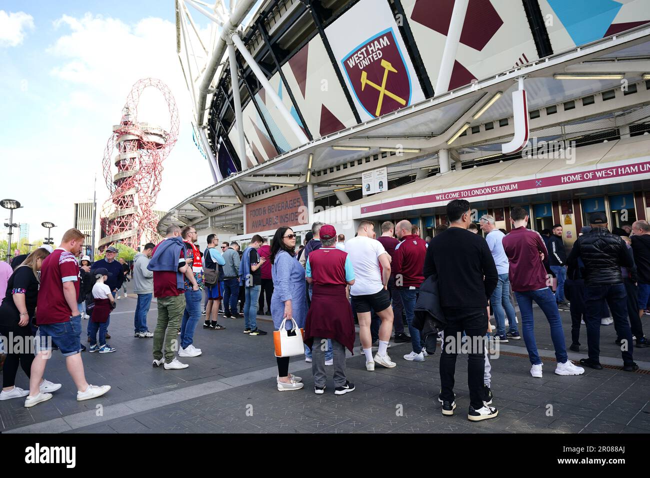 West Ham United fans outside the stadium before the Premier League ...