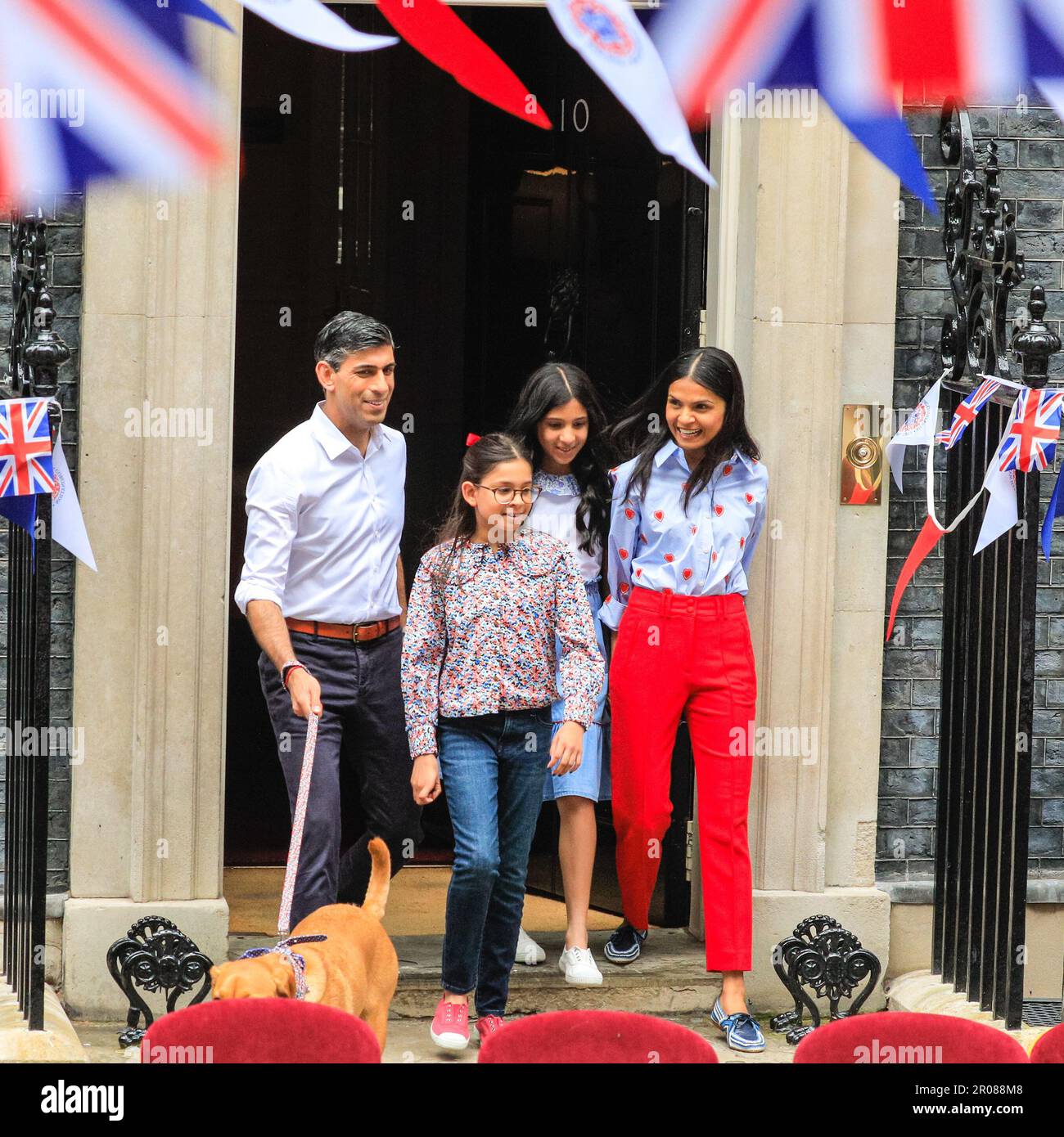 London, UK. 07th May, 2023. The Sunak family join the lunch. British ...