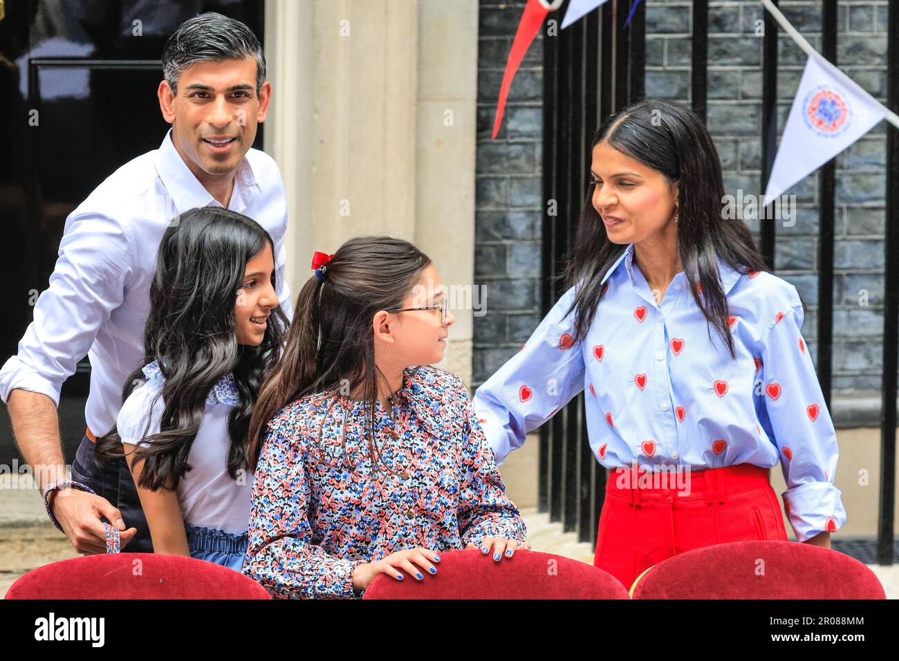 London, UK. 07th May, 2023. The Sunak family join the lunch. British ...
