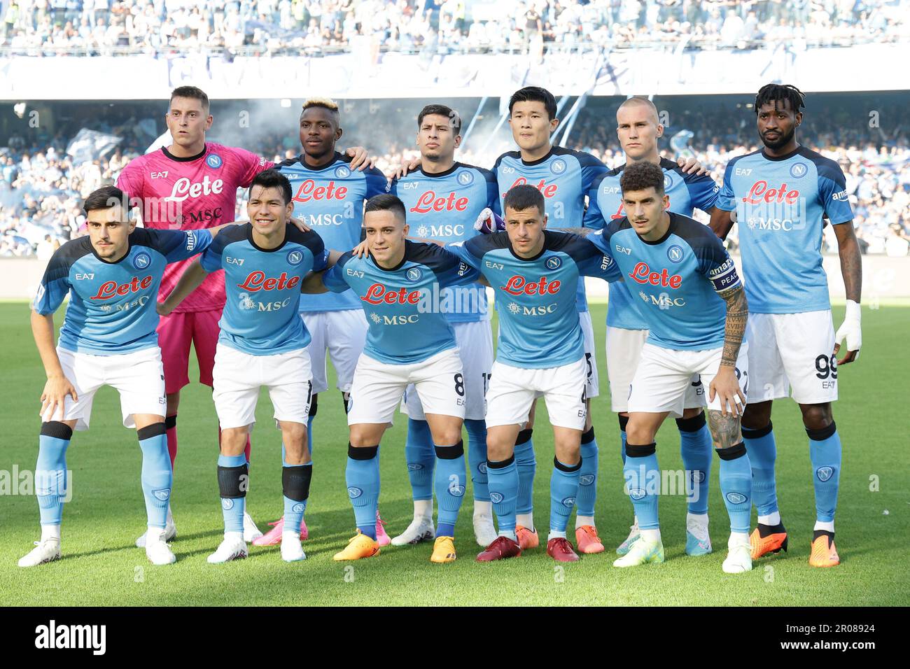 Naples, Italy. 07th May, 2023. Napoli players pose for a team photo ...