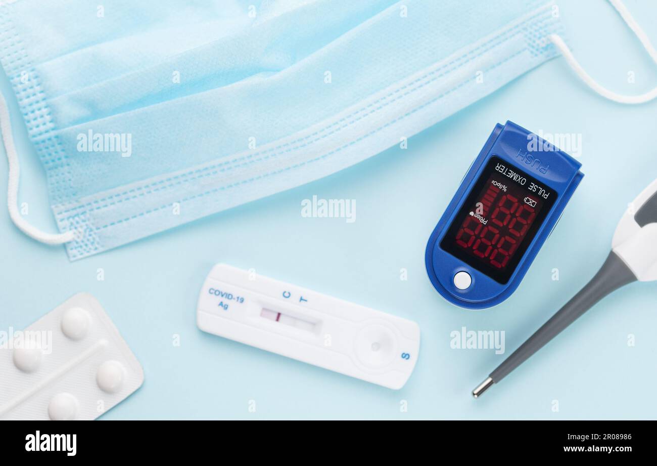 Medical kit for the prevention and treatment of coronavirus. Mask, test ...