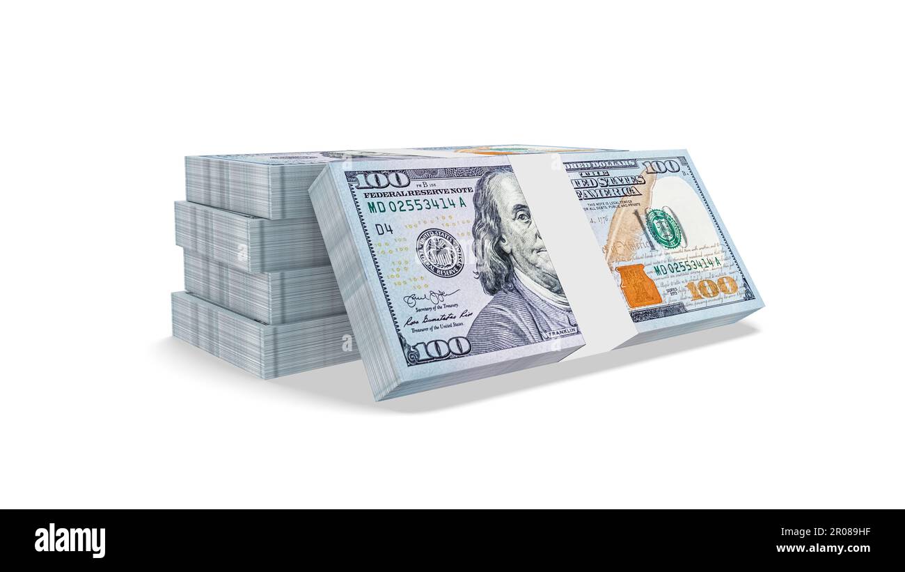 A stack of 100-dollar bills. 3d render Stock Photo - Alamy
