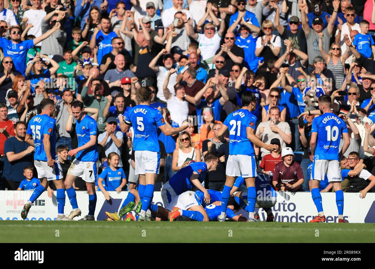 Chesterfield’s Darren Oldaker celebrates scoring his sides second goal ...