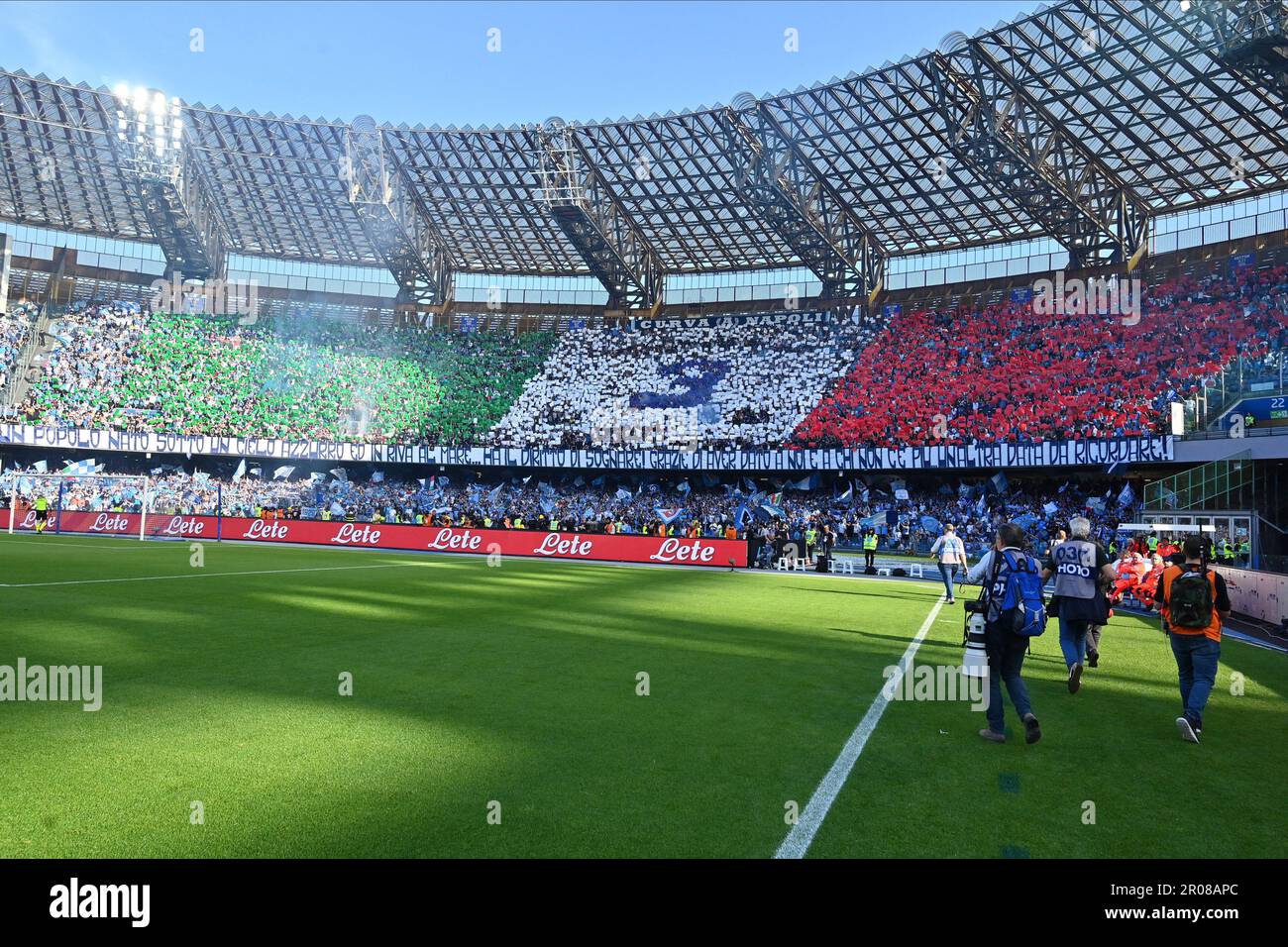 Naples, Italy. 07th May, 2023. the choreography of curve A during the ...