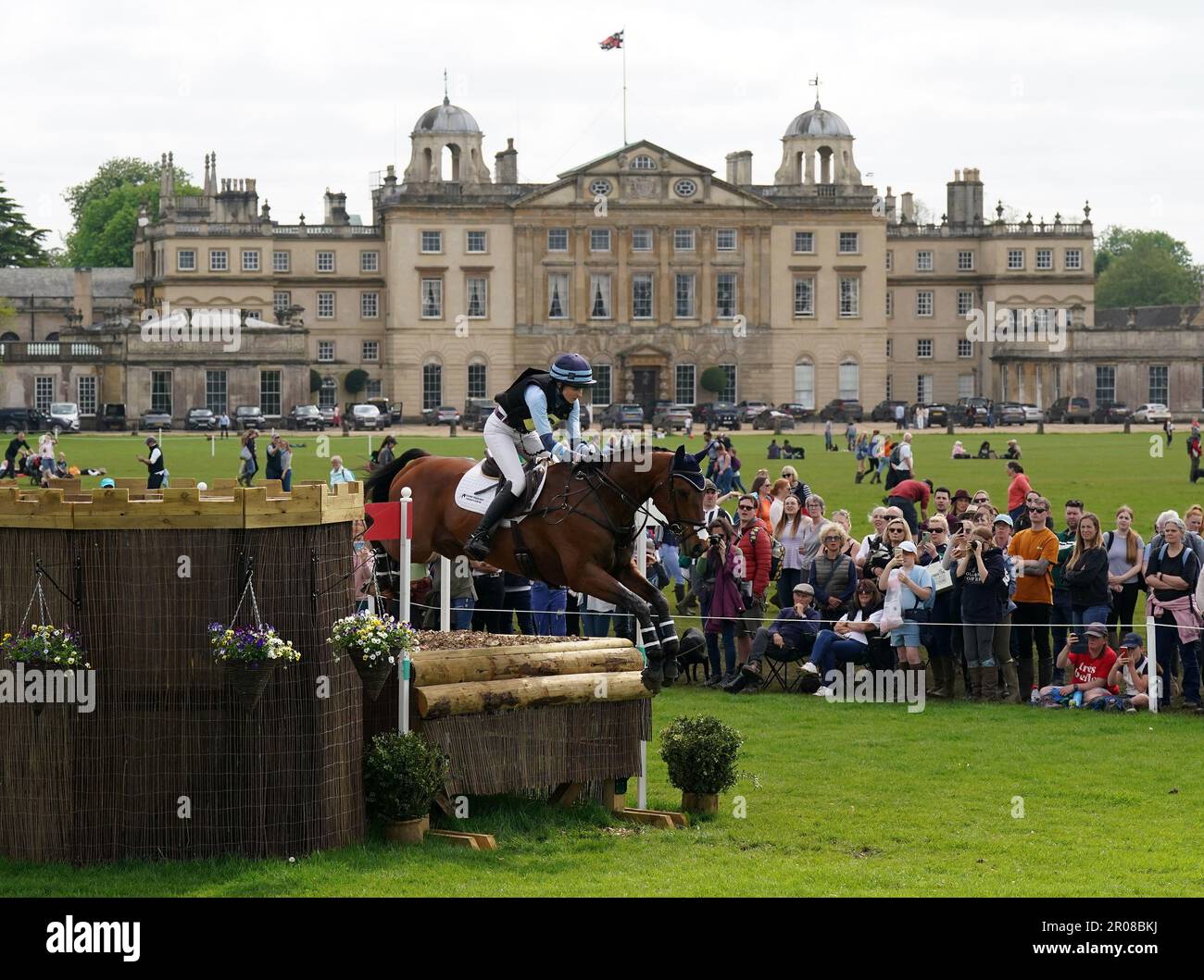 New Zealand's Lauren Innes rides Global Fision M in front of Badminton ...