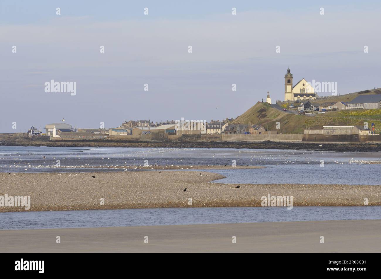 Macduff, Moray, seen across the Deveron estuary from Banff Stock Photo ...