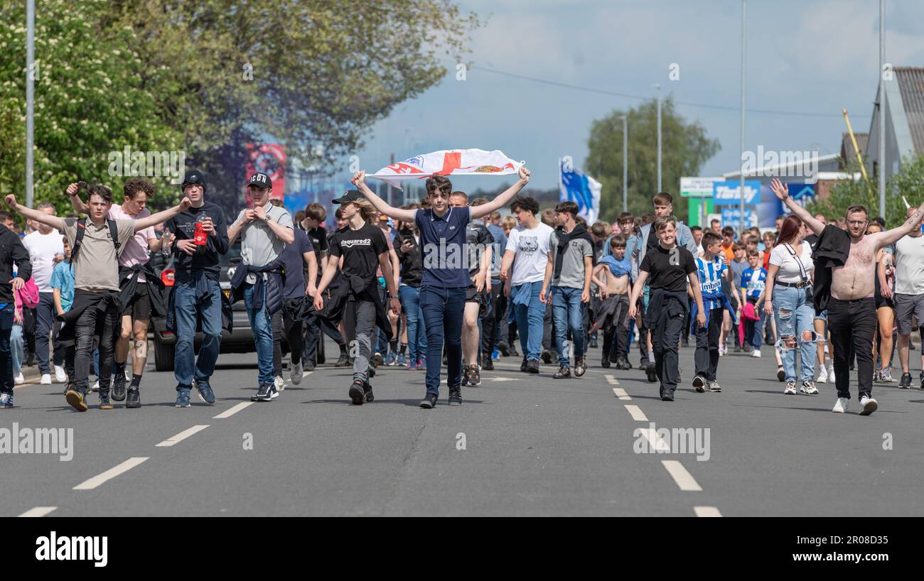 Deva Stadium, Chester, Cheshire, England, 7th May 2023. Chester fans ...