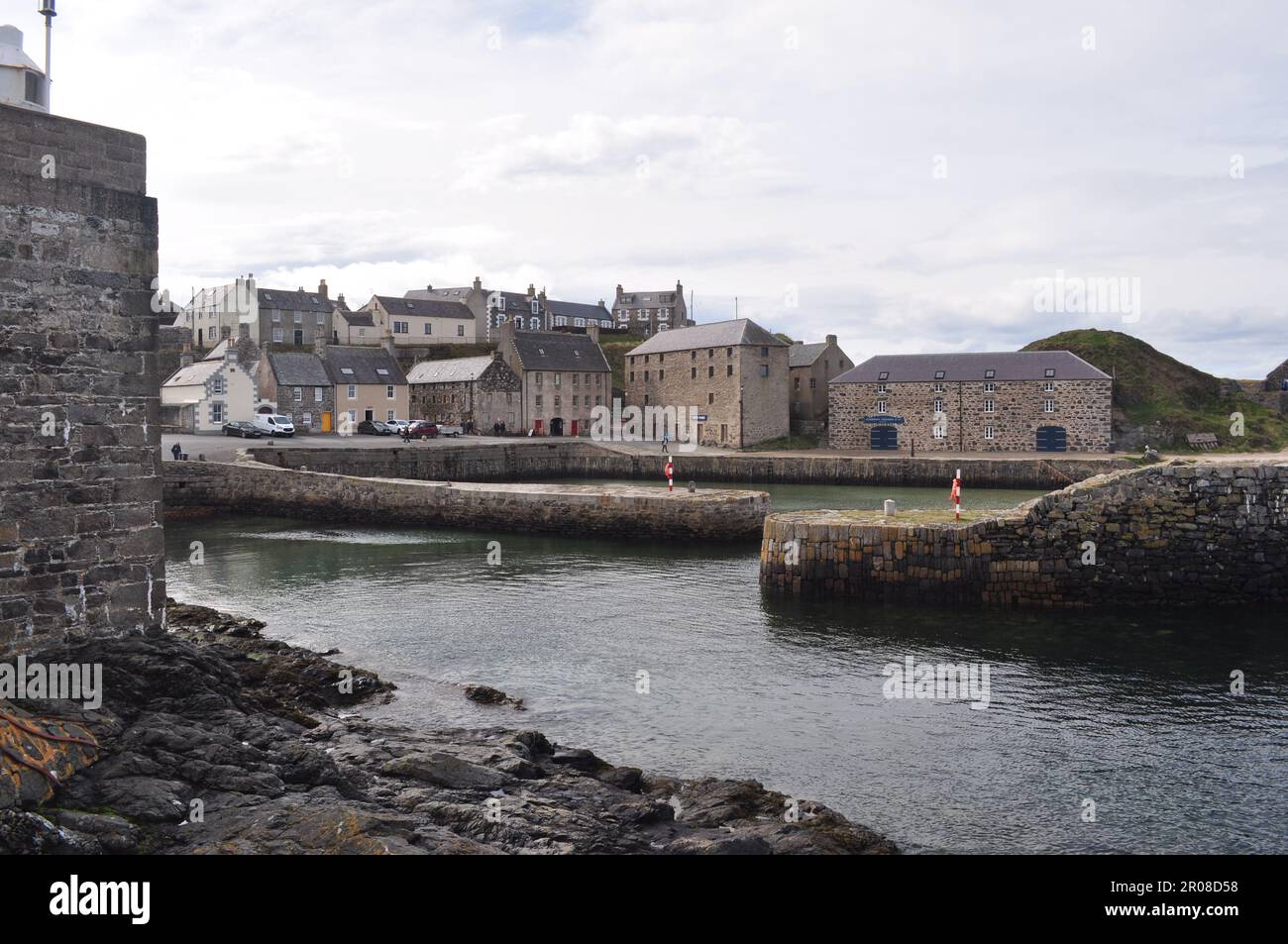Part of the old harbour at Portsoy on the Aberdeenshire coast, Scotland ...