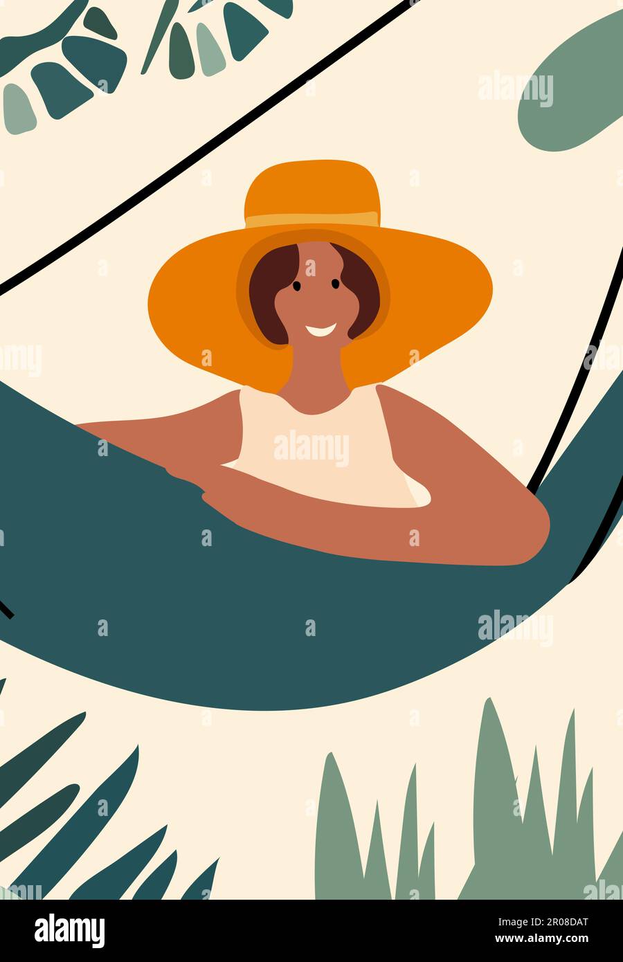 Woman reclining beach smile Stock Vector Images - Alamy