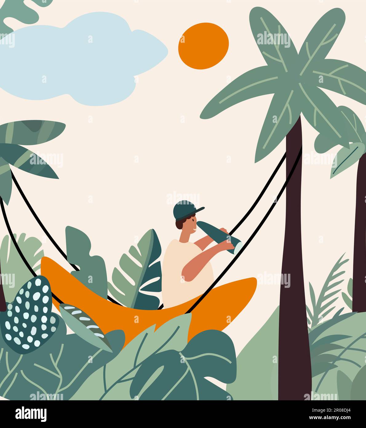 Look through binoculars look at beach Stock Vector Images - Alamy