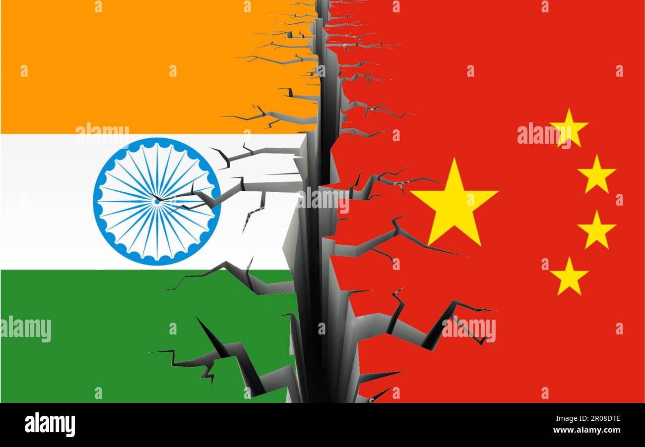 A India VS China Border Disputes War Concept Illustration, Fight Trade ...