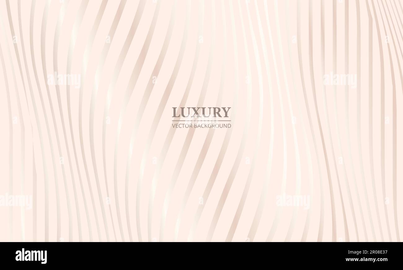 Cream shade elegant luxury background with white gold wavy lines. 3d ...