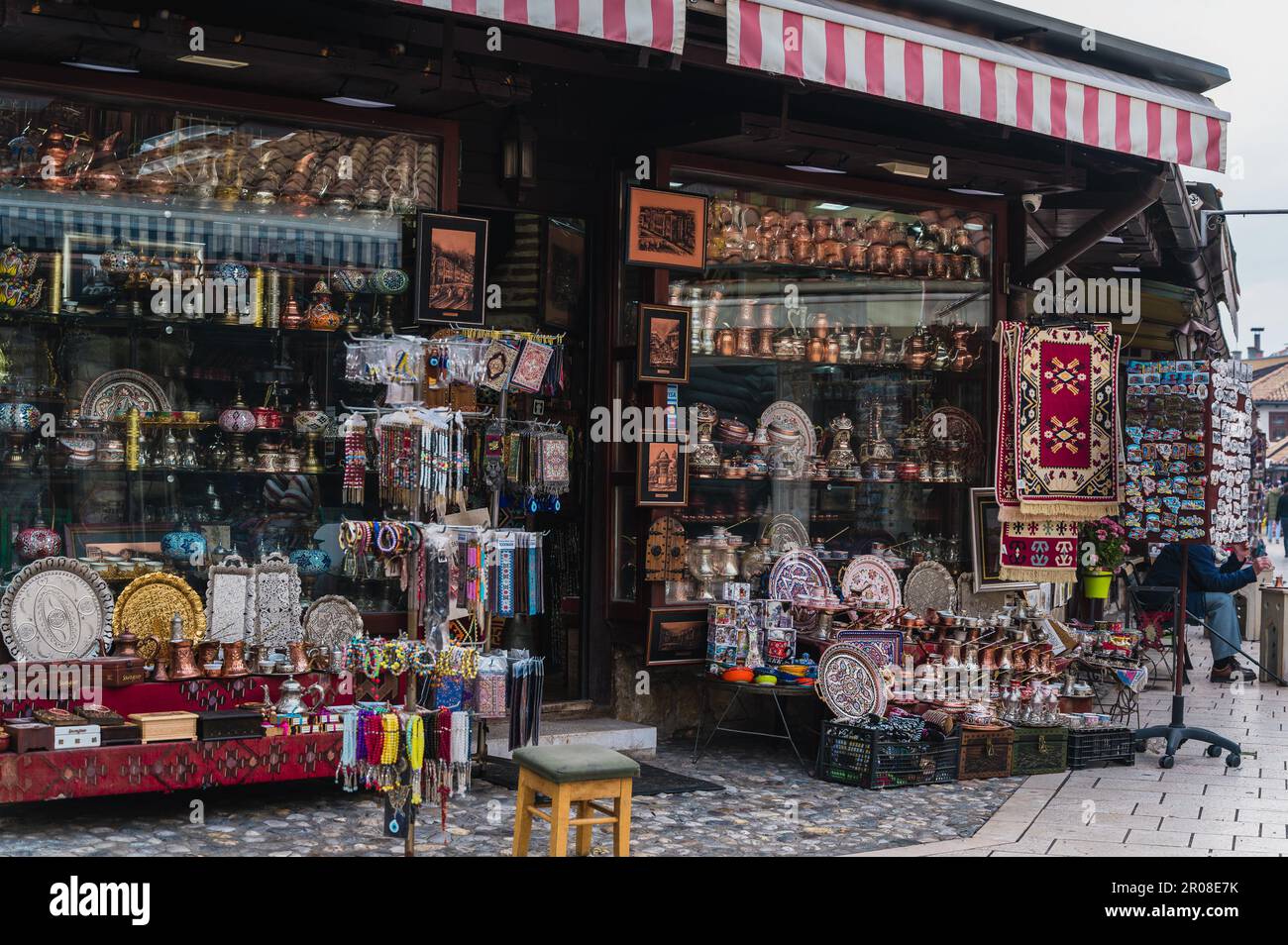 Tradigional girf shops in historical center of Sarajevo, Bascarsija ...