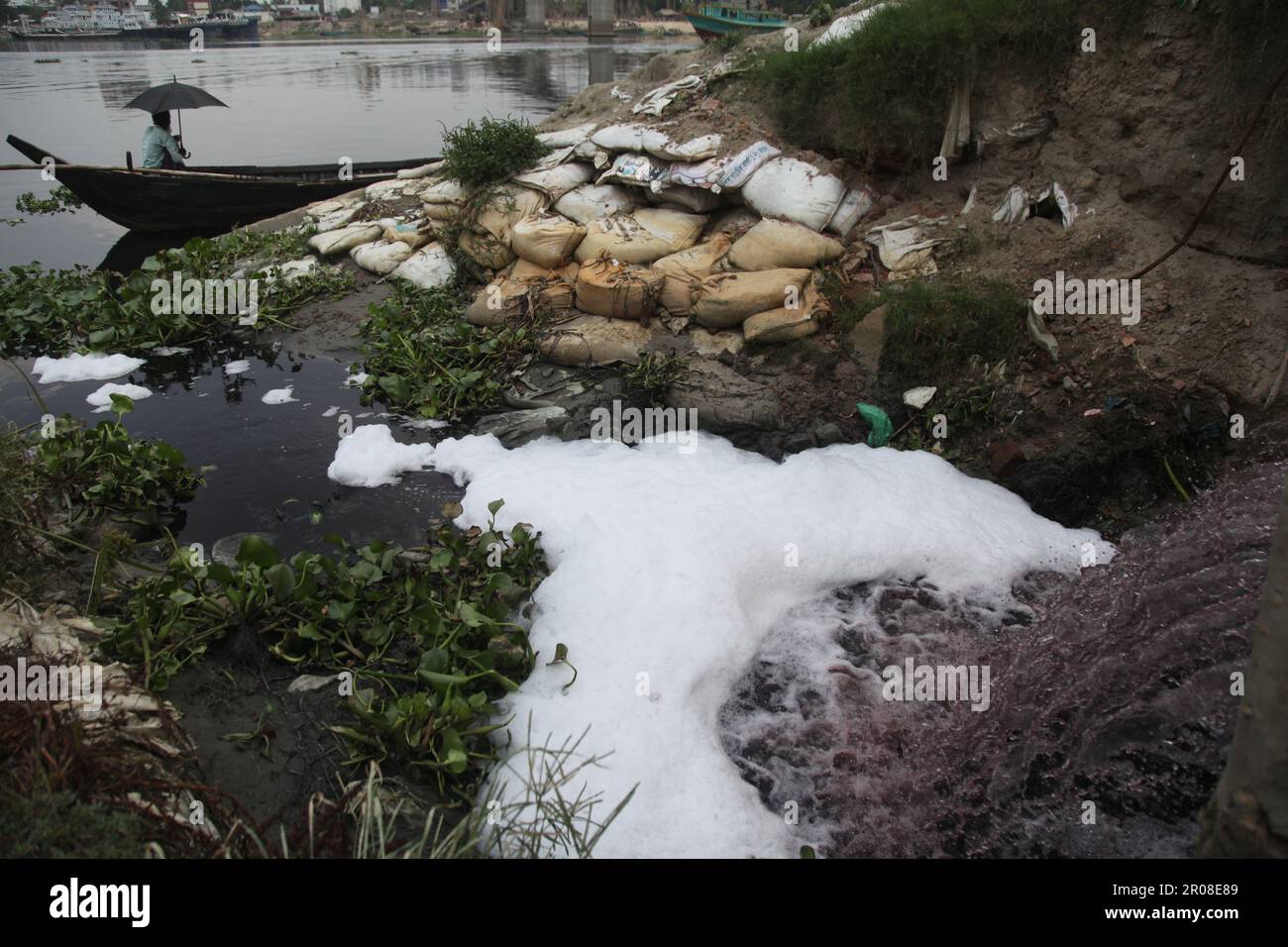 River pollution05-05-2023 dhaka bangladesh shitalakshya river is constantly being polluted by ...