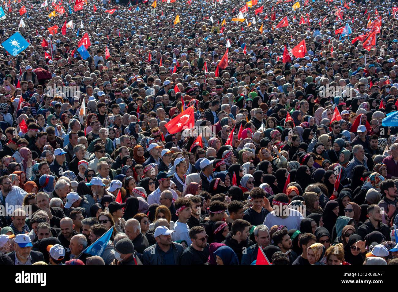 May 7, 2023: People attend the rally and wave the AK Party, Justice and ...
