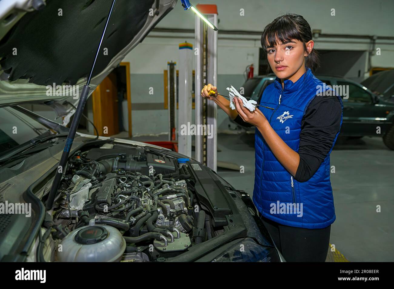 Mechanic checking engine levels hi-res stock photography and images - Alamy