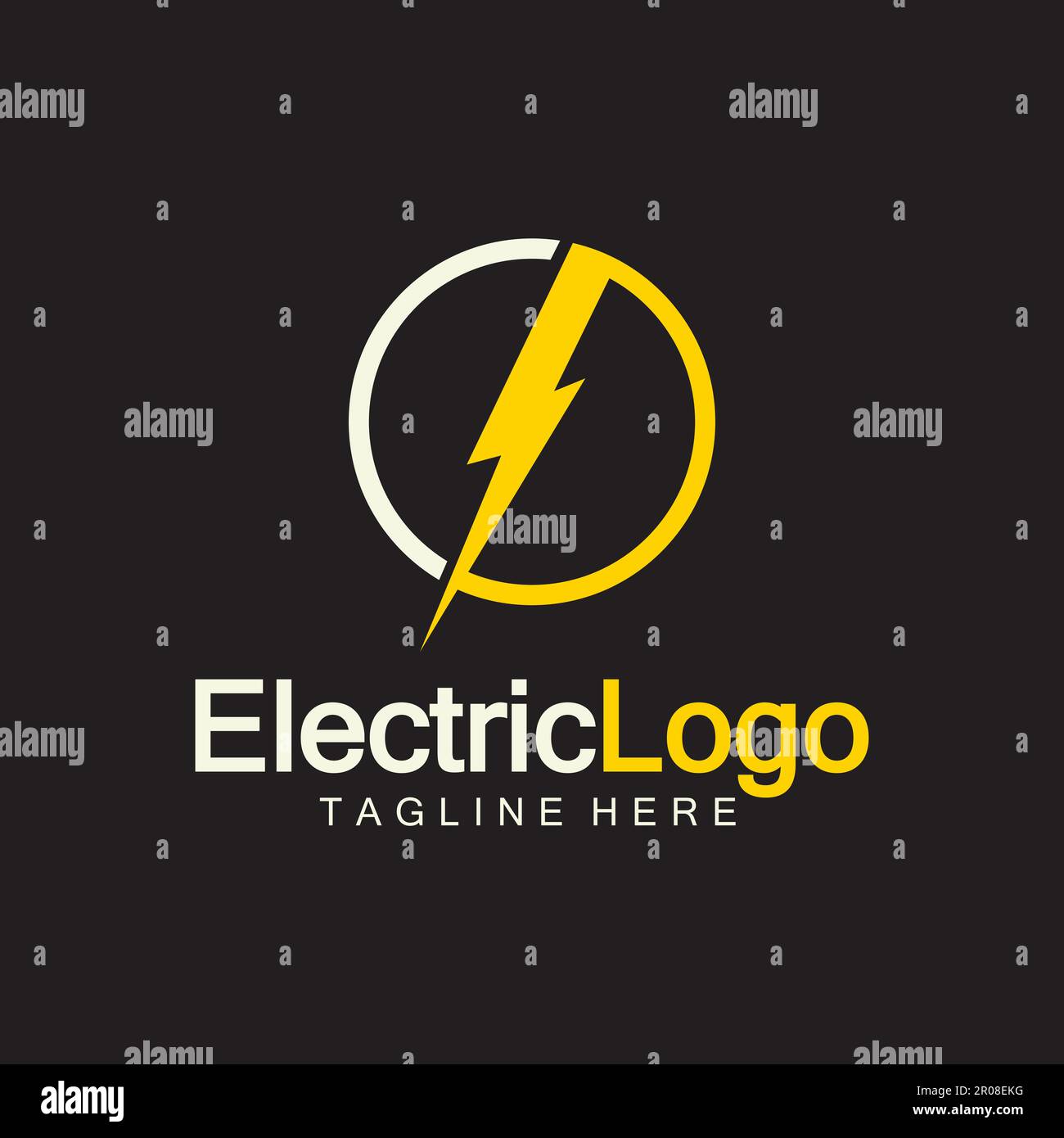 Electric logo design template, isolated on black background Stock ...