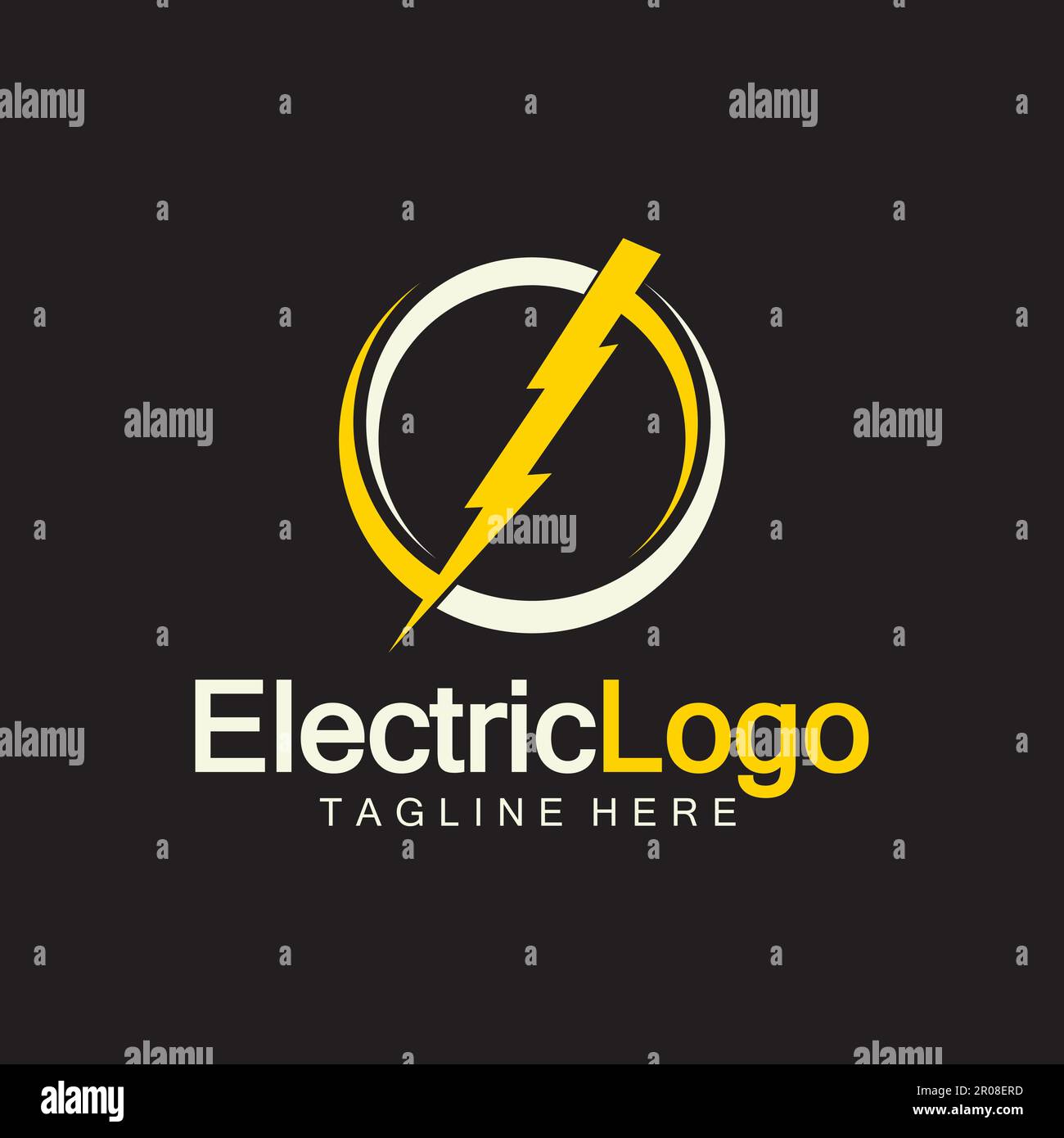 Electric logo design template, isolated on black background Stock ...