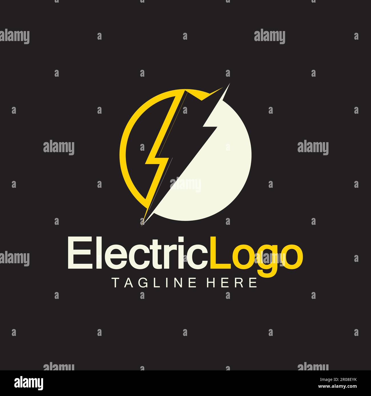 Electric logo design template, isolated on black background Stock ...