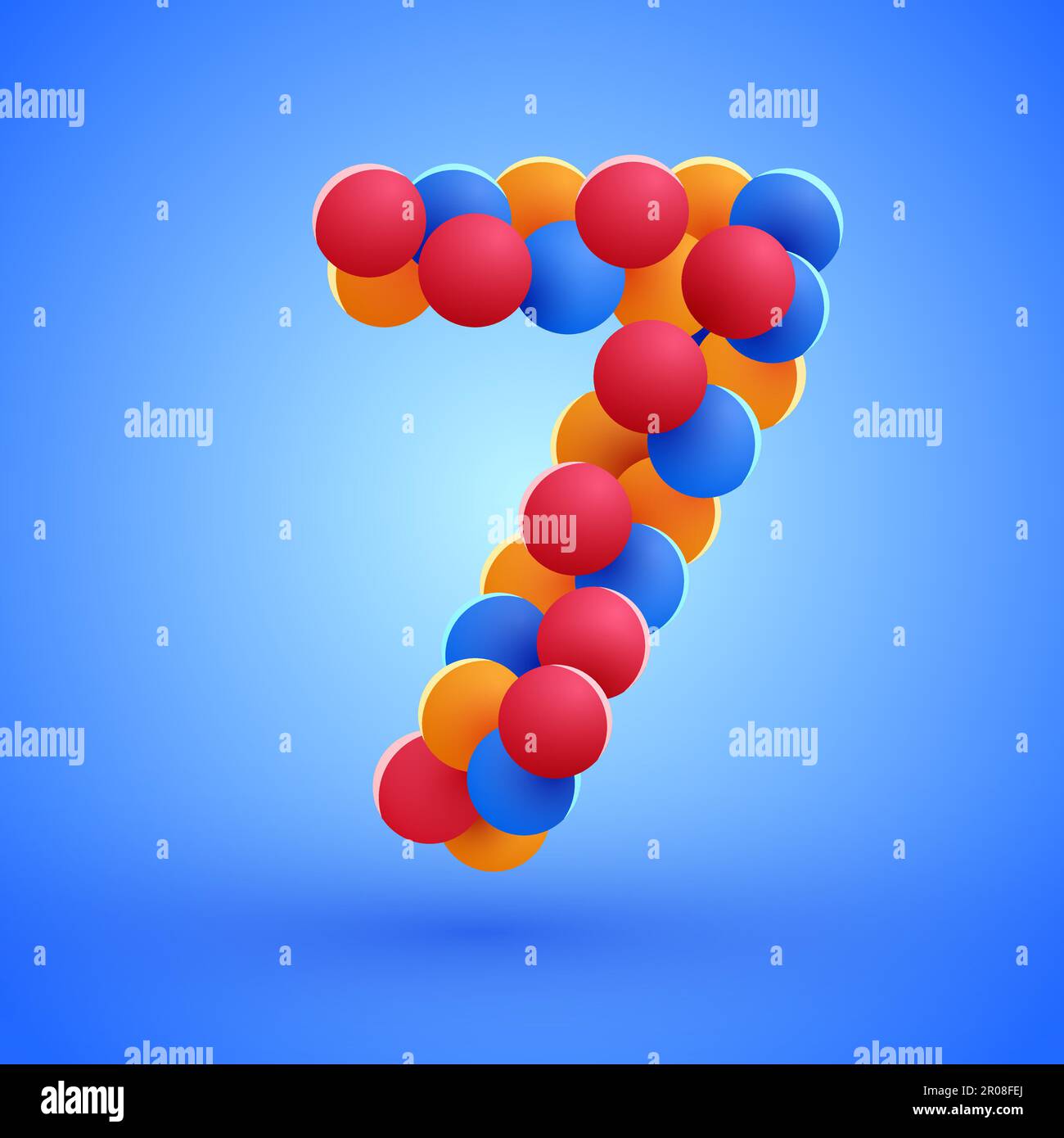 Number 7 made from multicolored festive balloons. Vector illustration ...