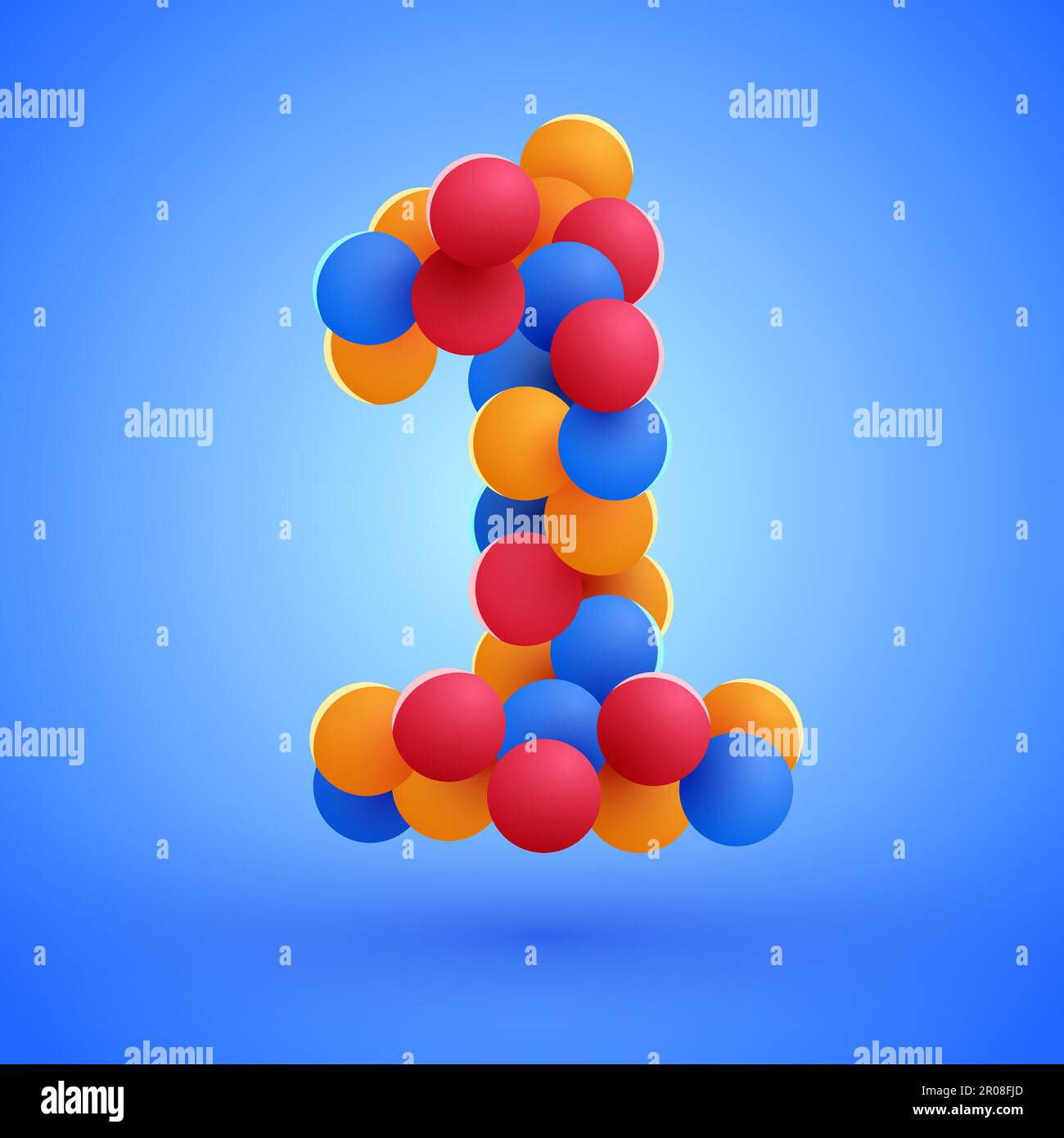 Number 1 made from multicolored festive balloons. Vector illustration ...
