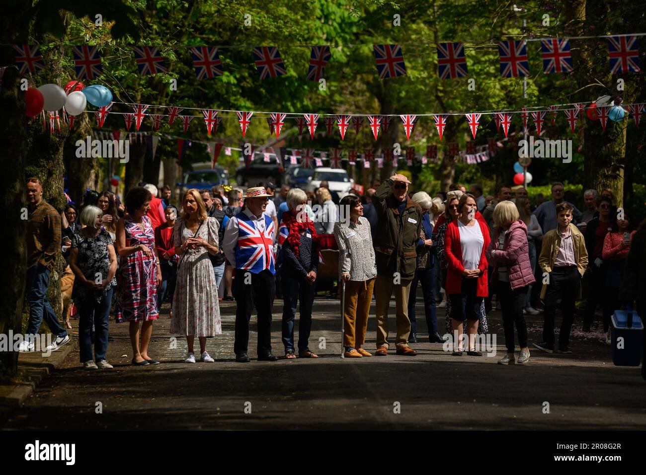 Residents await the arrival of the Princess Royal at a Coronation Big ...