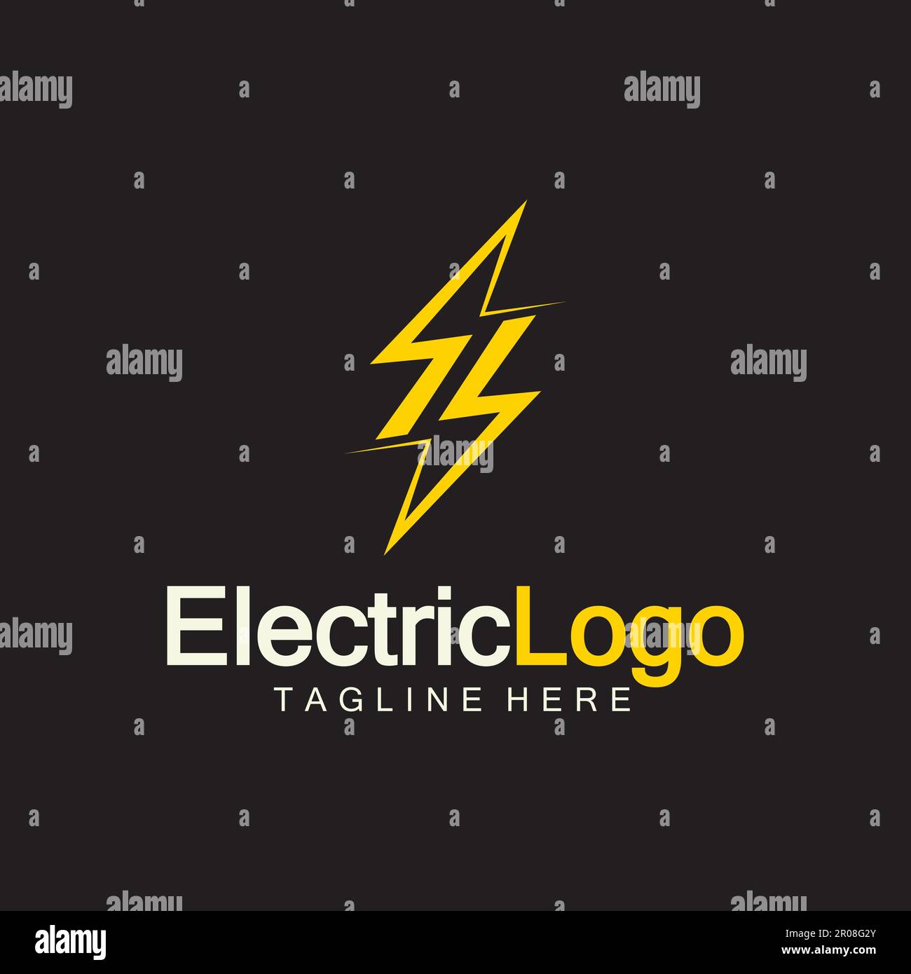 Electric logo design template, isolated on black background Stock ...