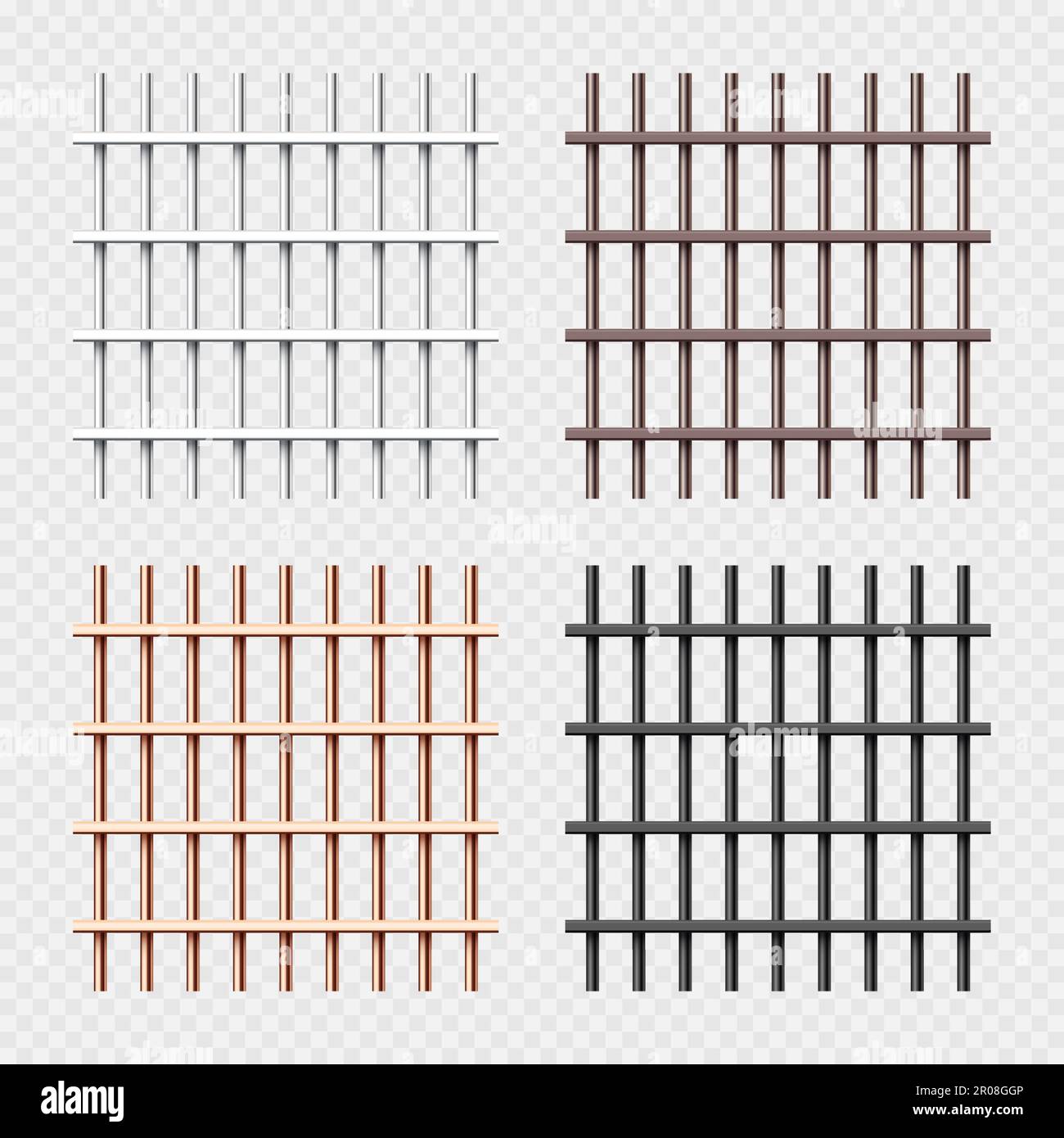 Various shiny metal prison bars collection. Realistic detailed jail ...