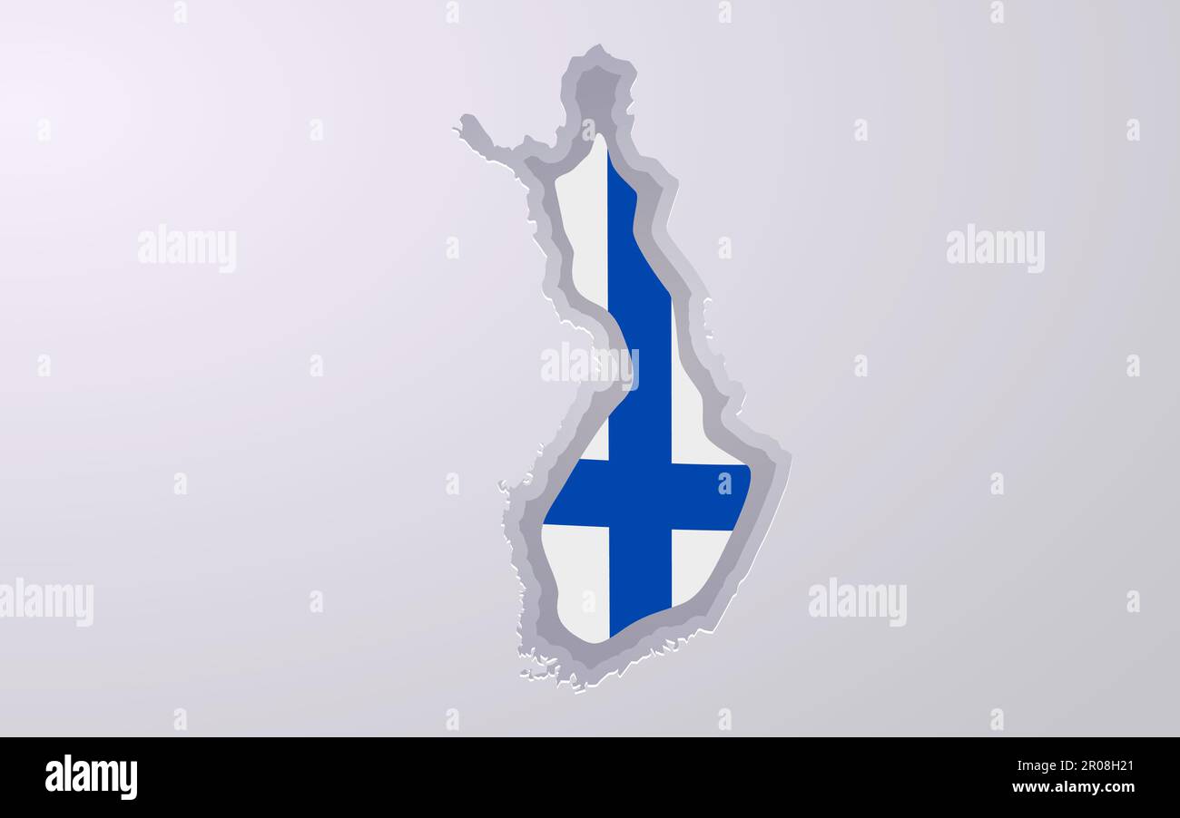 Creative Finland map with flag colors in paper cut style. Vector ...