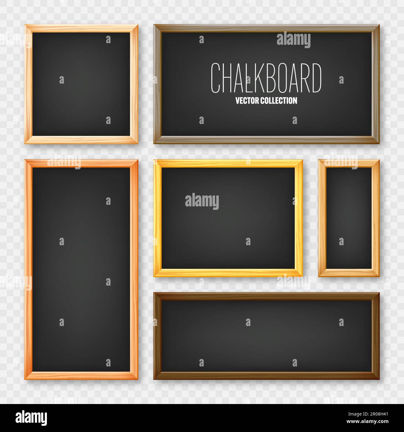 Realistic various chalkboards in a wooden frame. Black restaurant menu ...