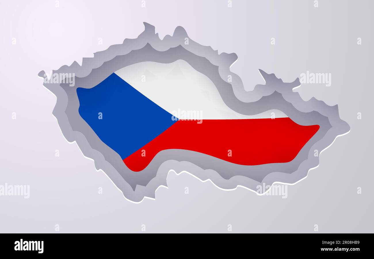 Creative Czech Republic map with flag colors in paper cut style. Vector ...