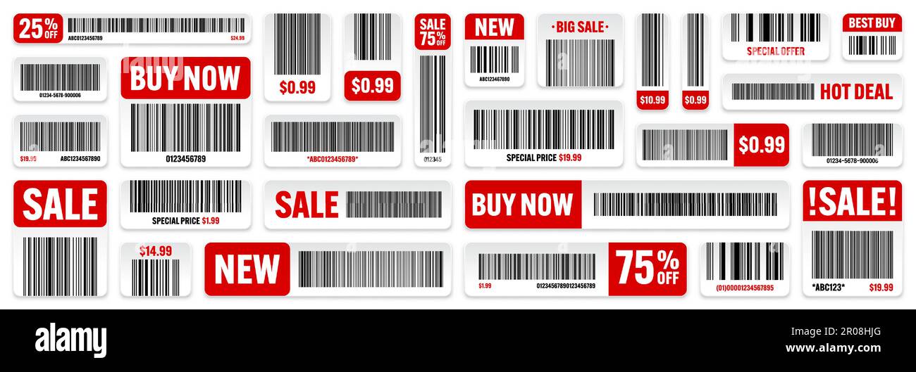 Set of product barcodes. Special offer, sale stickers, shopping ...