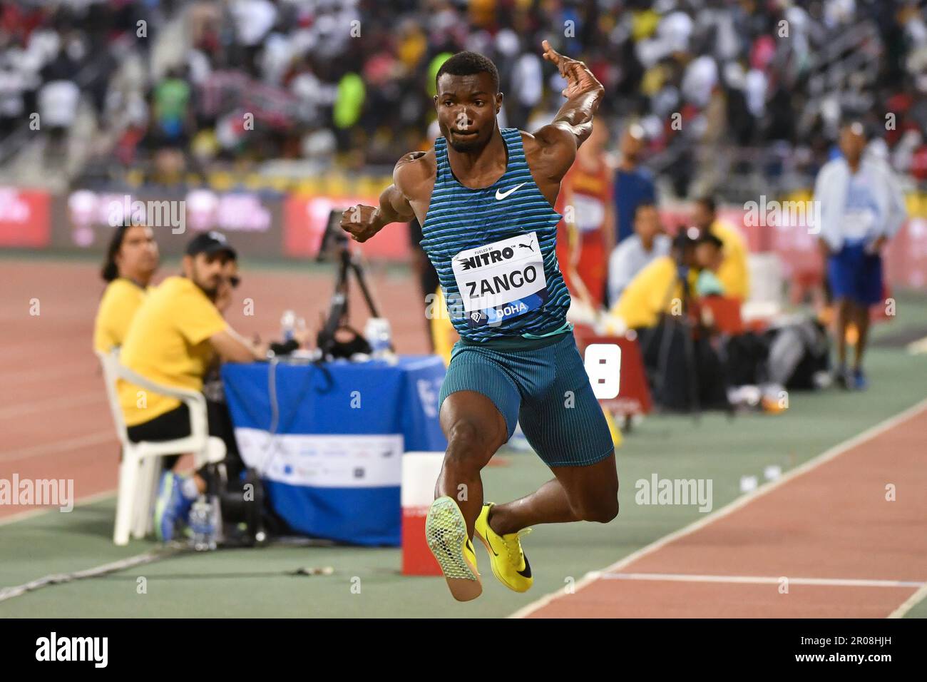 Doha, Qatar, 5 May 2023. Fabrice Hugues Zango of Burkina Faso competes ...