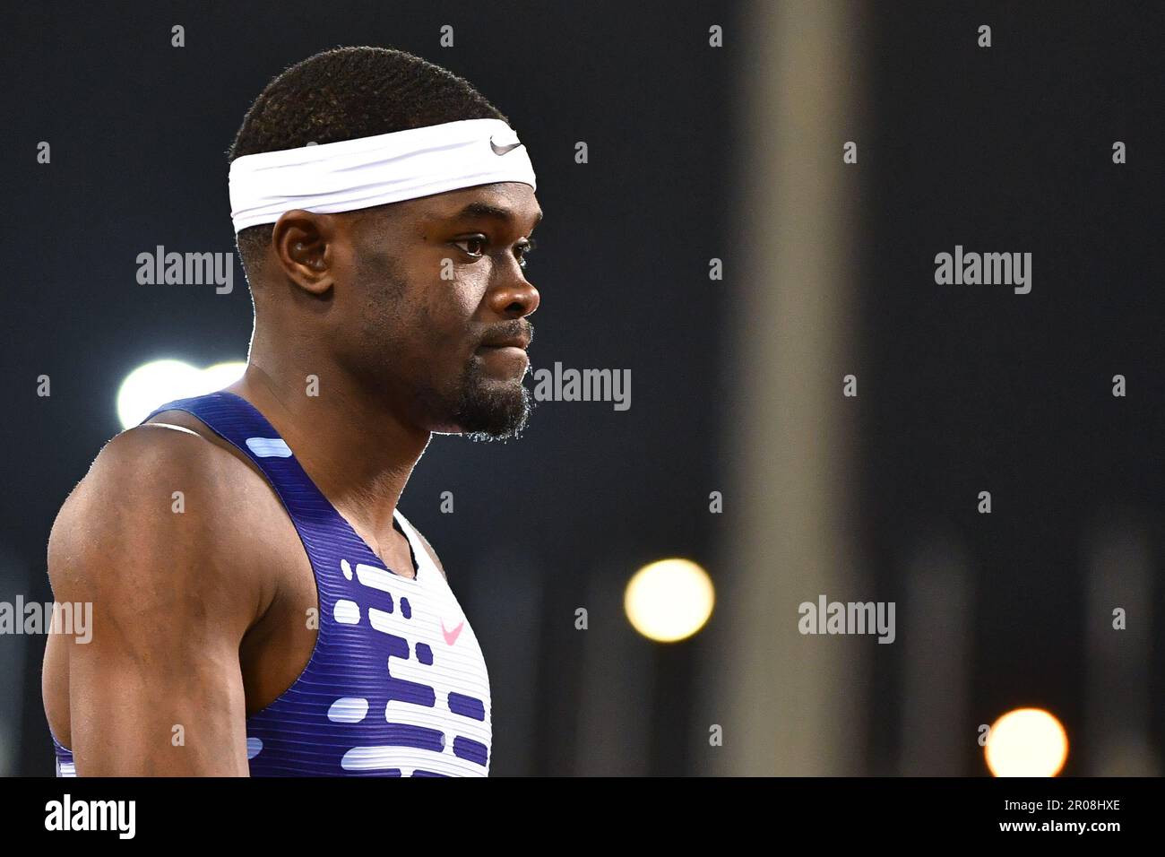 Doha, Qatar, 5 May 2023. Rai Benjamin of USA reacts in 400m Hurdles Men ...