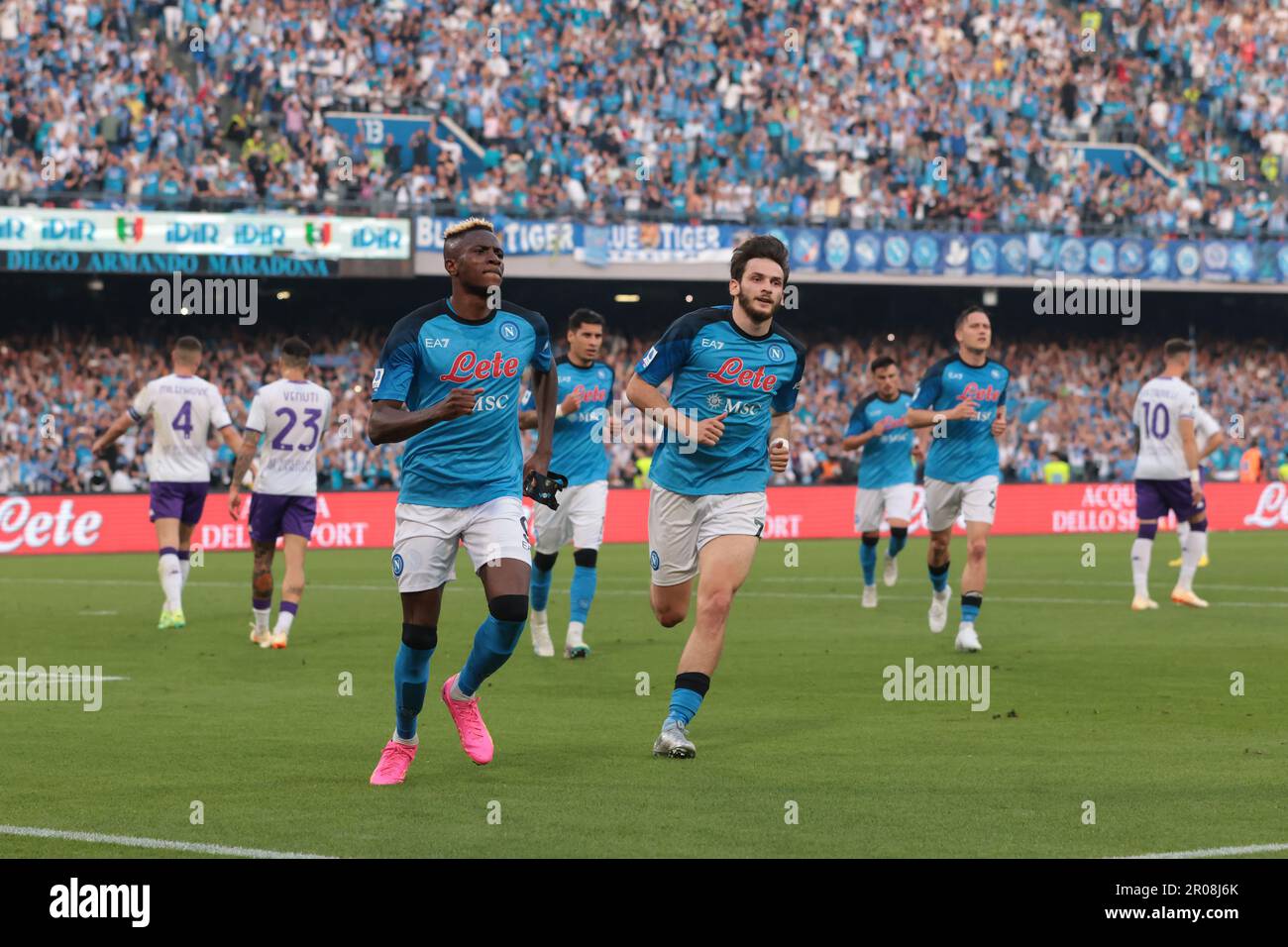 Naples, Italy, 7th May 2023. Victor Osimhen of SSC Napoli celebrates ...
