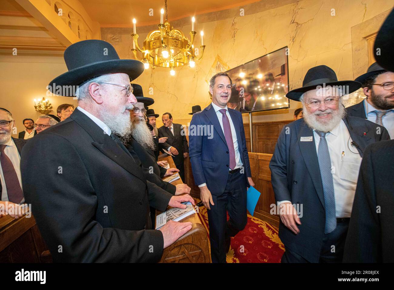Antwerp, Belgium. 07th May, 2023. Prime Minister Alexander De Croo (C ...