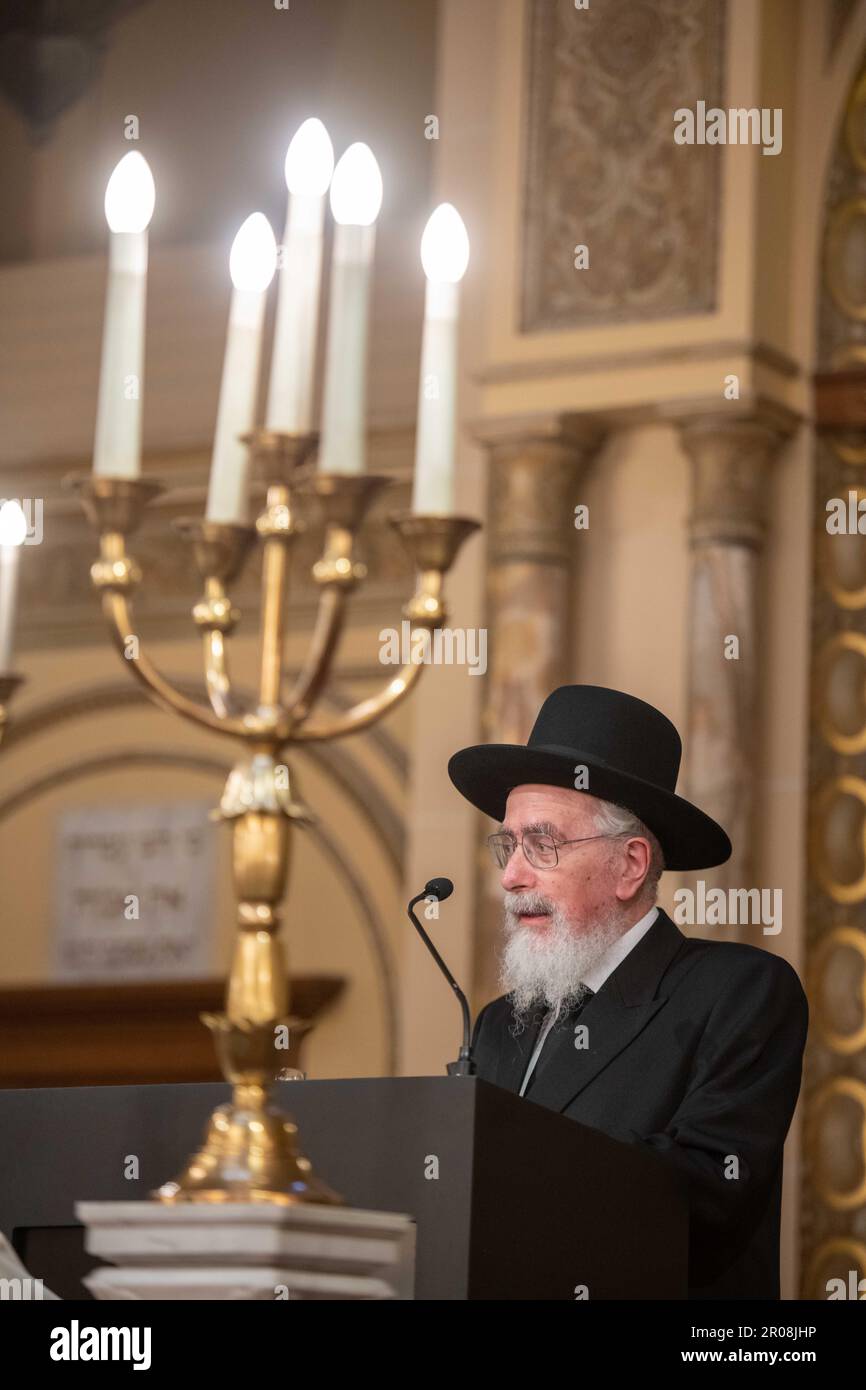 Antwerp, Belgium. 07th May, 2023. Chief Rabbi of Machzikei Hadass Aaron ...