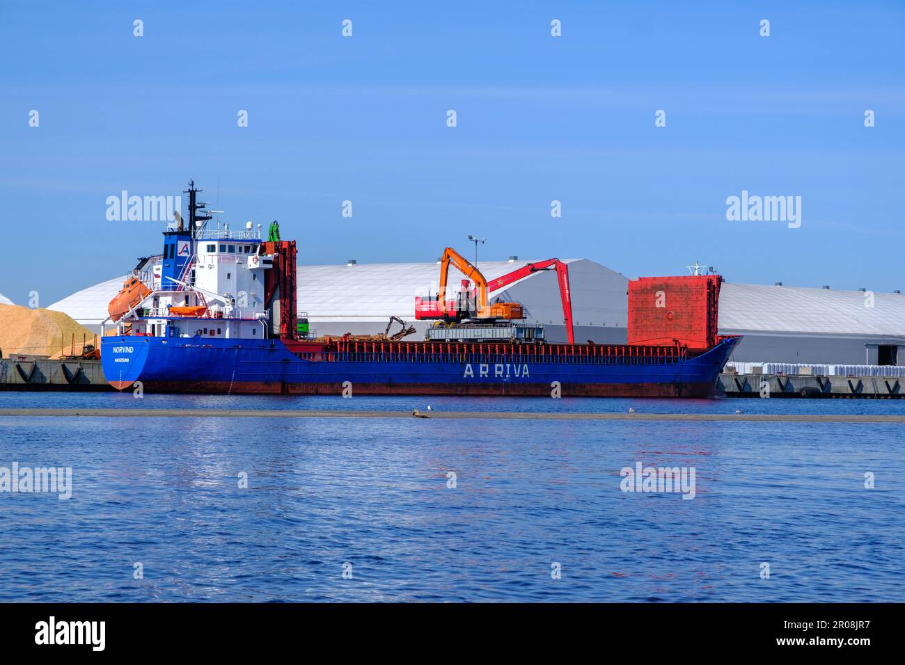Parnu, Estonia - April 10 2023: Port on the bank of Parnu river ...