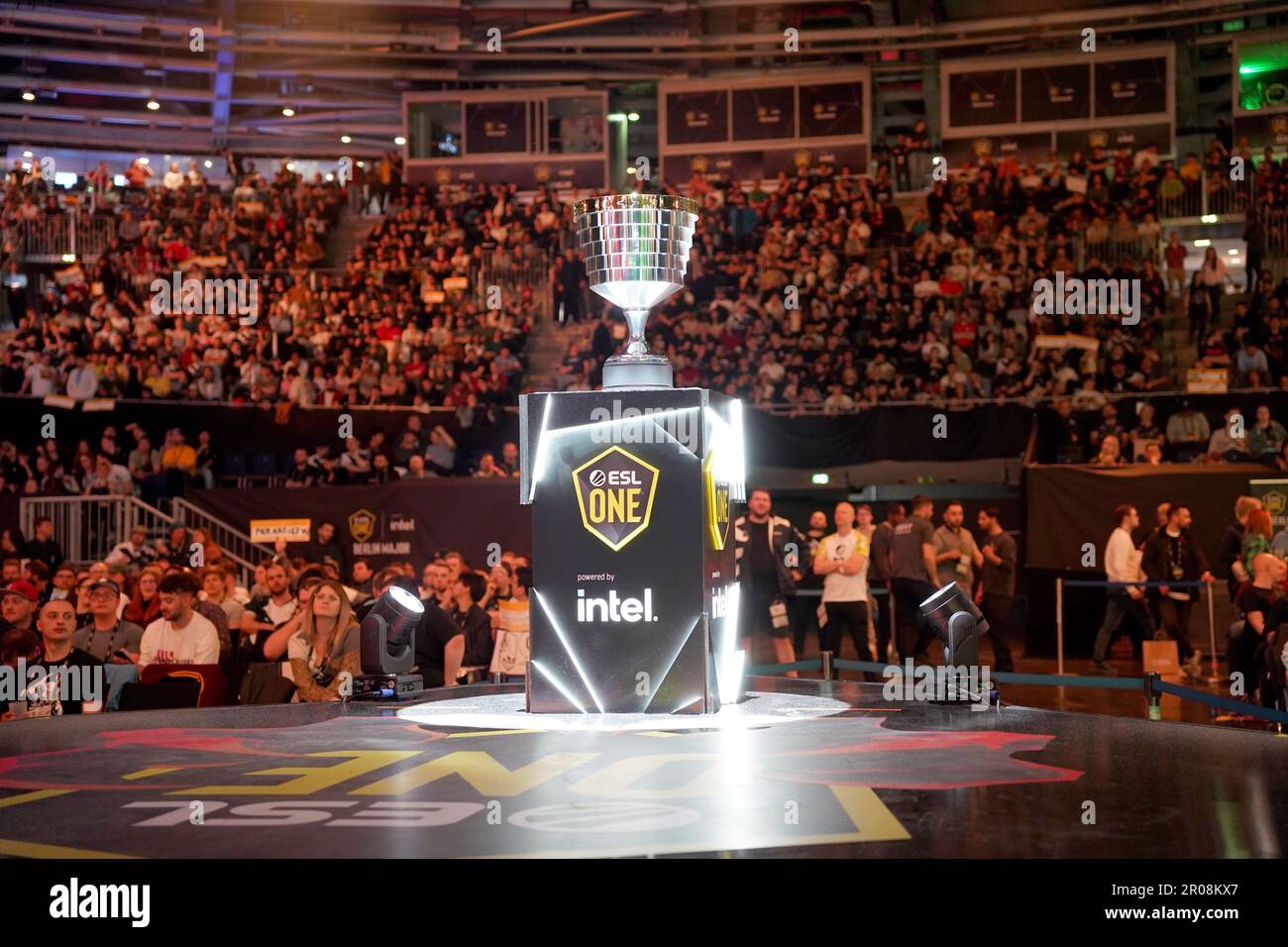 Berlin, Germany. 07th May, 2023. The trophy of the ESL One Berlin Dota ...