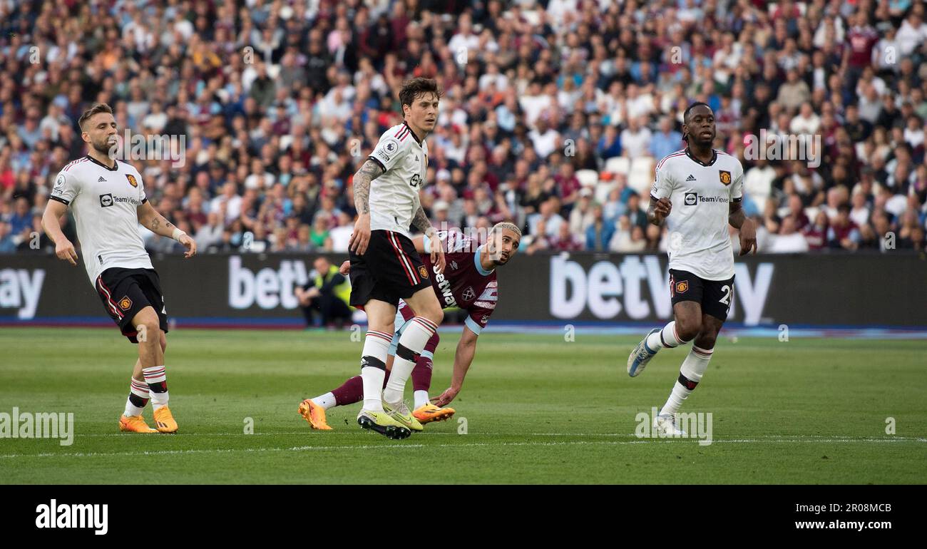 London, UK. 07th May, 2023. Said Benrahma of West Ham Utd looks on as ...