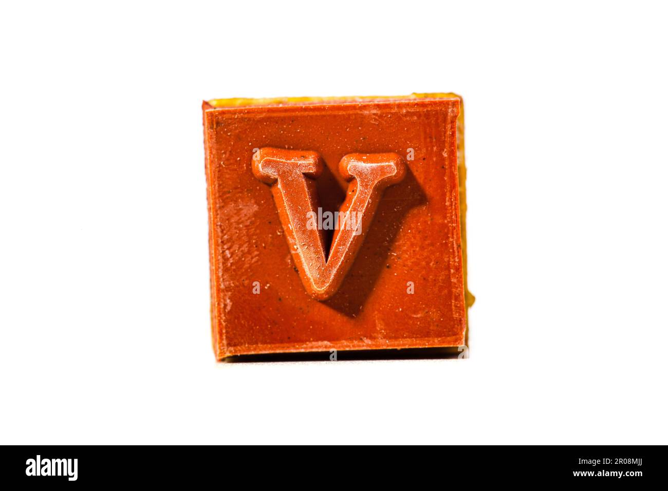 Letter V. Rubber stamp with wooden handle. Entire alphabet available ...